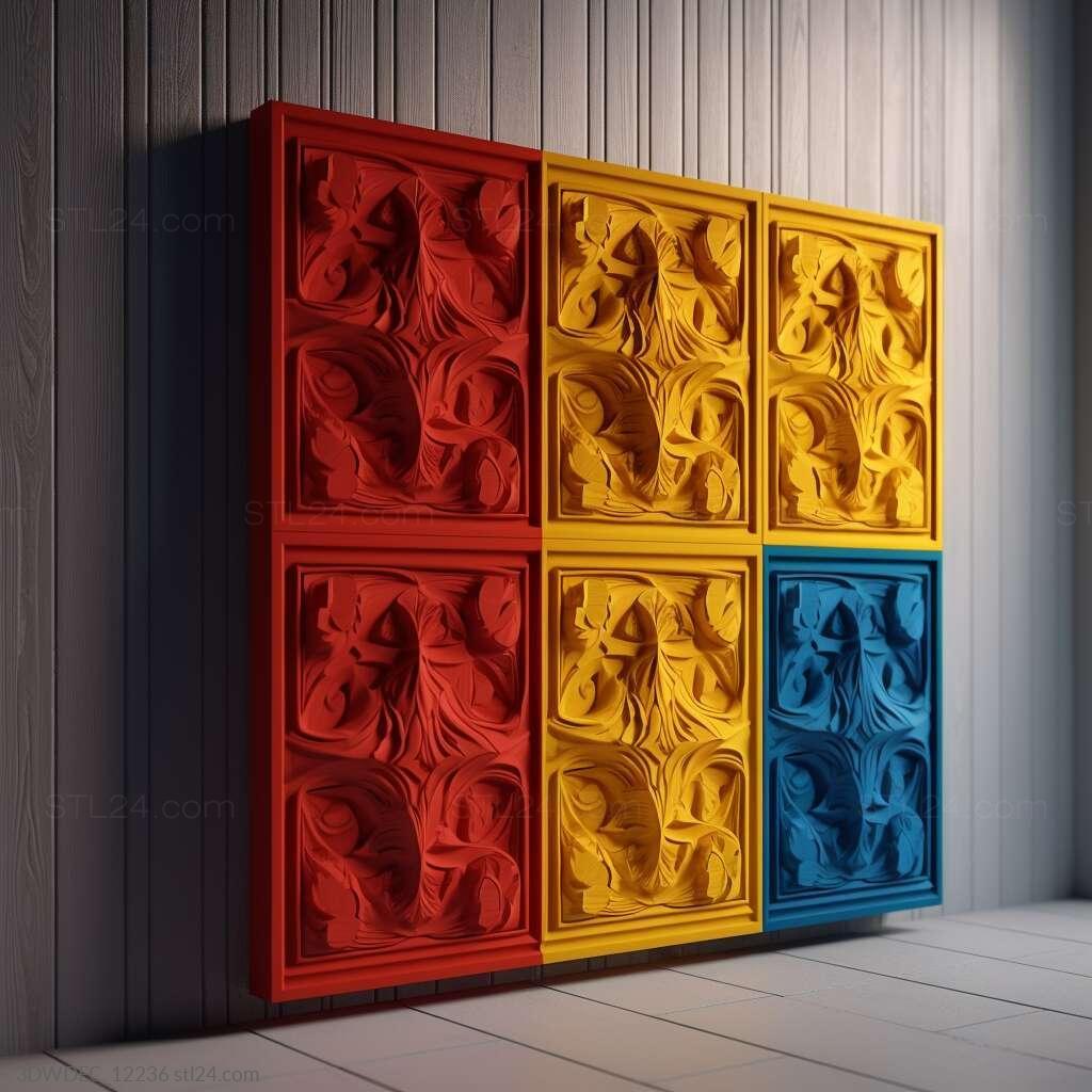 Wall decor - primary colors 2, 3DWDEC_12236. 3D stl model for CNC